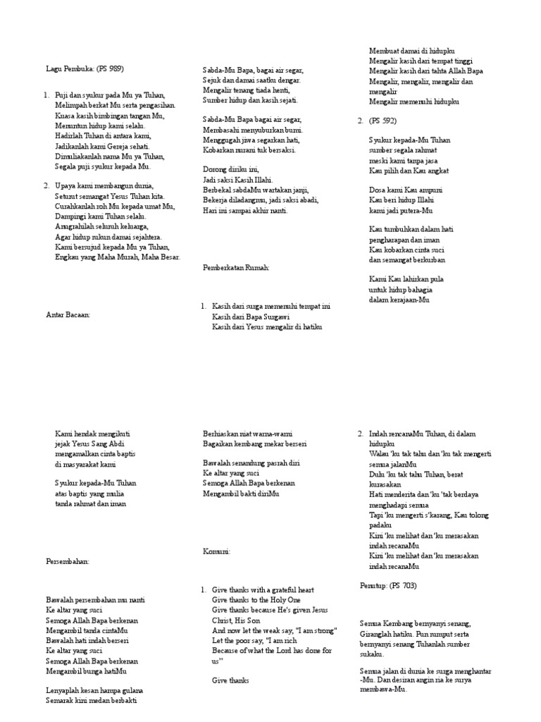 Lagu Misa Pemberkatan Rumah | PDF