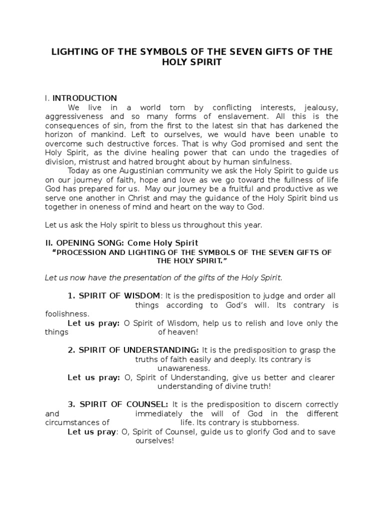 Lighting of The Symbols of The Holy Spirit | PDF | God | Holy Spirit