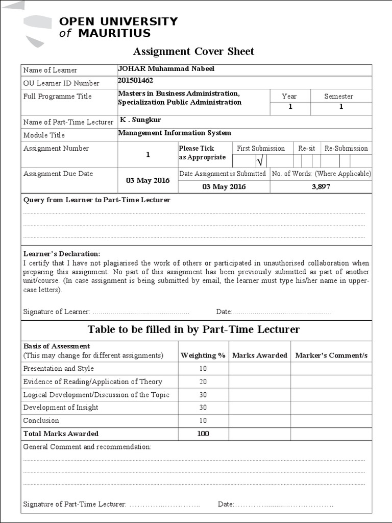 Assignment Cover Sheet Final | PDF
