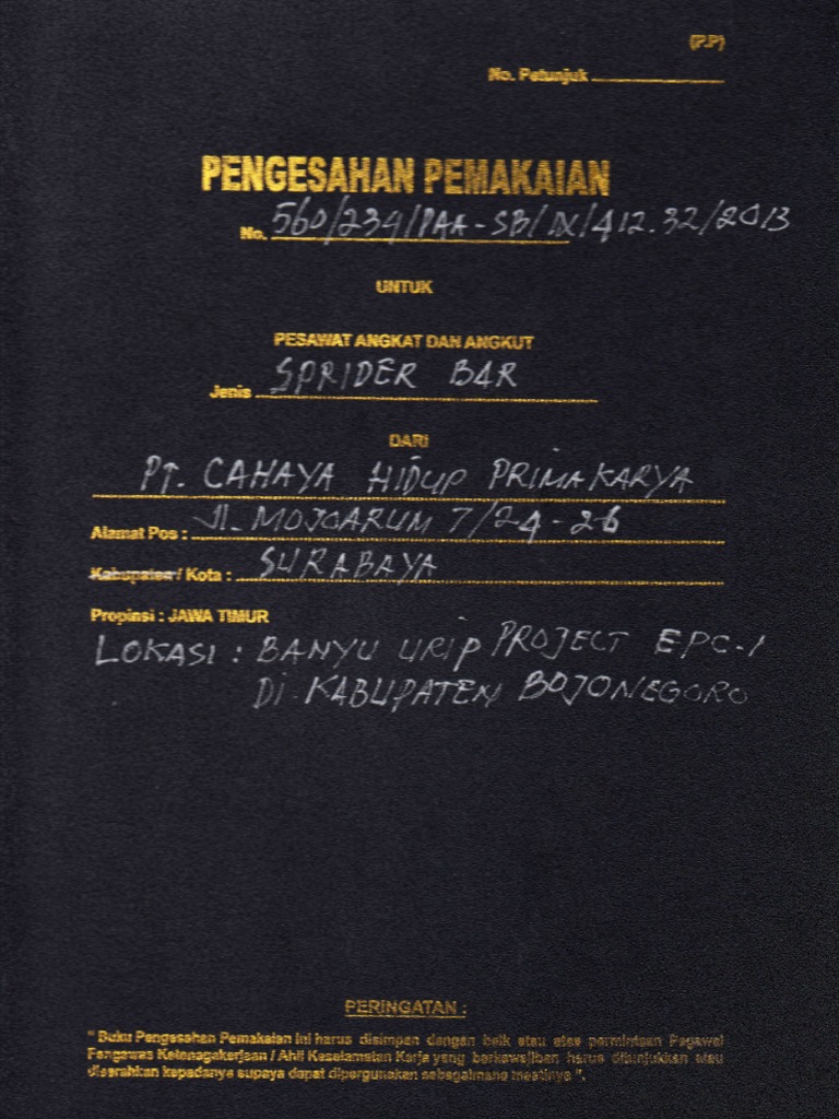 Pengesahan Penggunaan Spider Bar 10 Ton | PDF