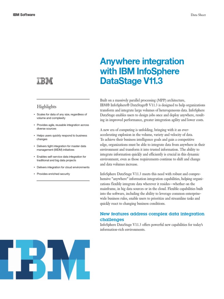 Anywhere Integration With Ibm Infosphere Datastage V11.3: Highlights | PDF | Cloud Computing ...