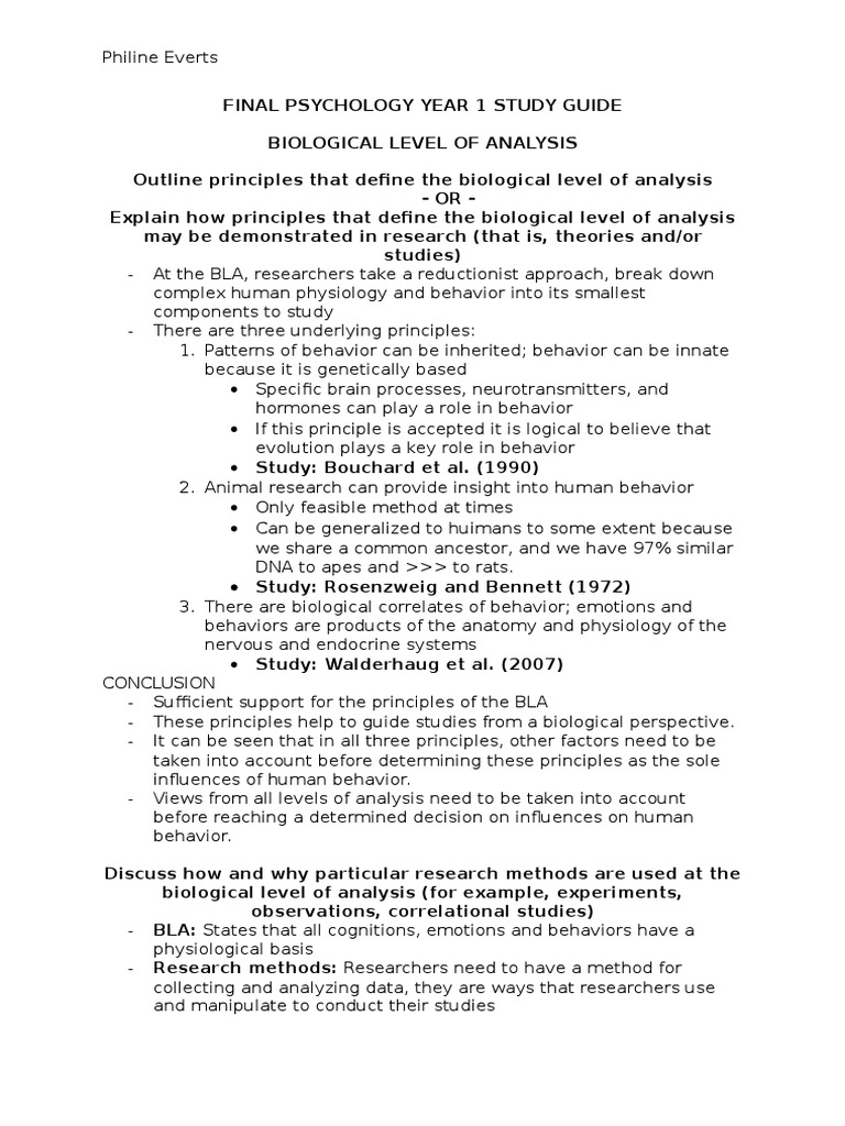 IB Psychology HL Study Guide: BLA Focus | PDF | Functional Magnetic ...