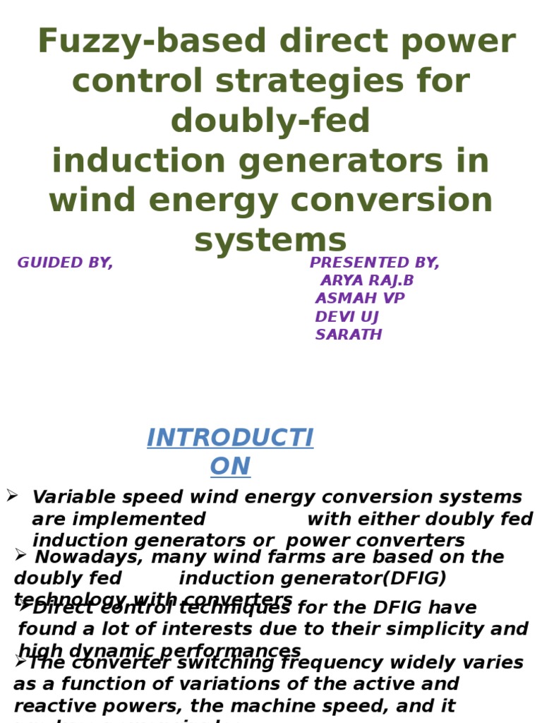 Fuzzy-Based Direct Power Control Strategies For Doubly-Fed Induction ...
