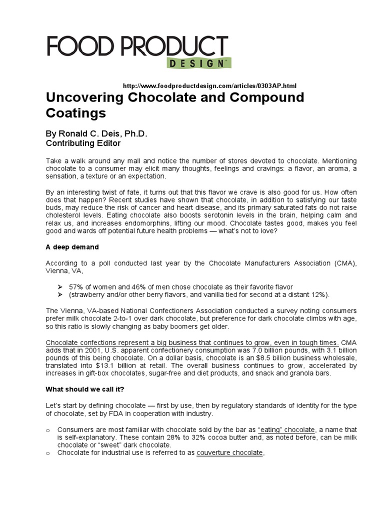 Food Chocolate Product | PDF | Cocoa Bean | Chocolate