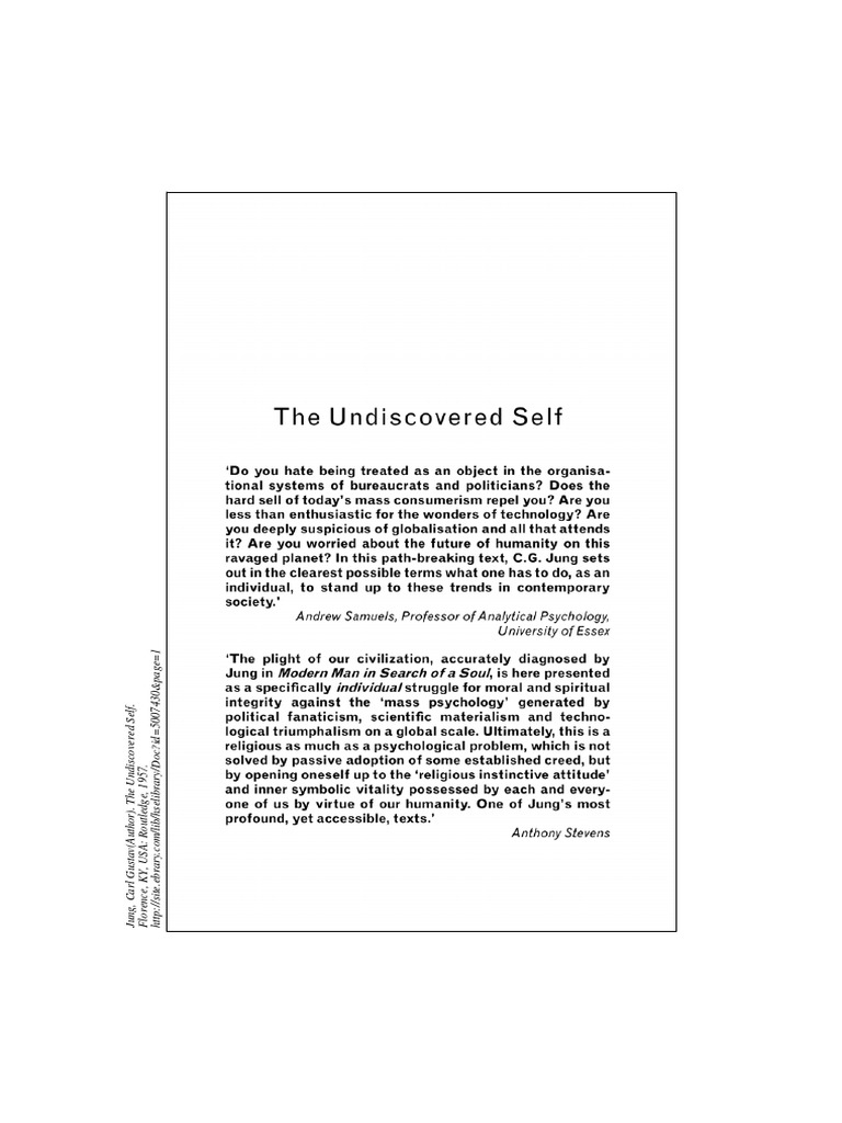 The Undiscovered Self Carl Gustav Jung Pdf Pdf Carl Jung
