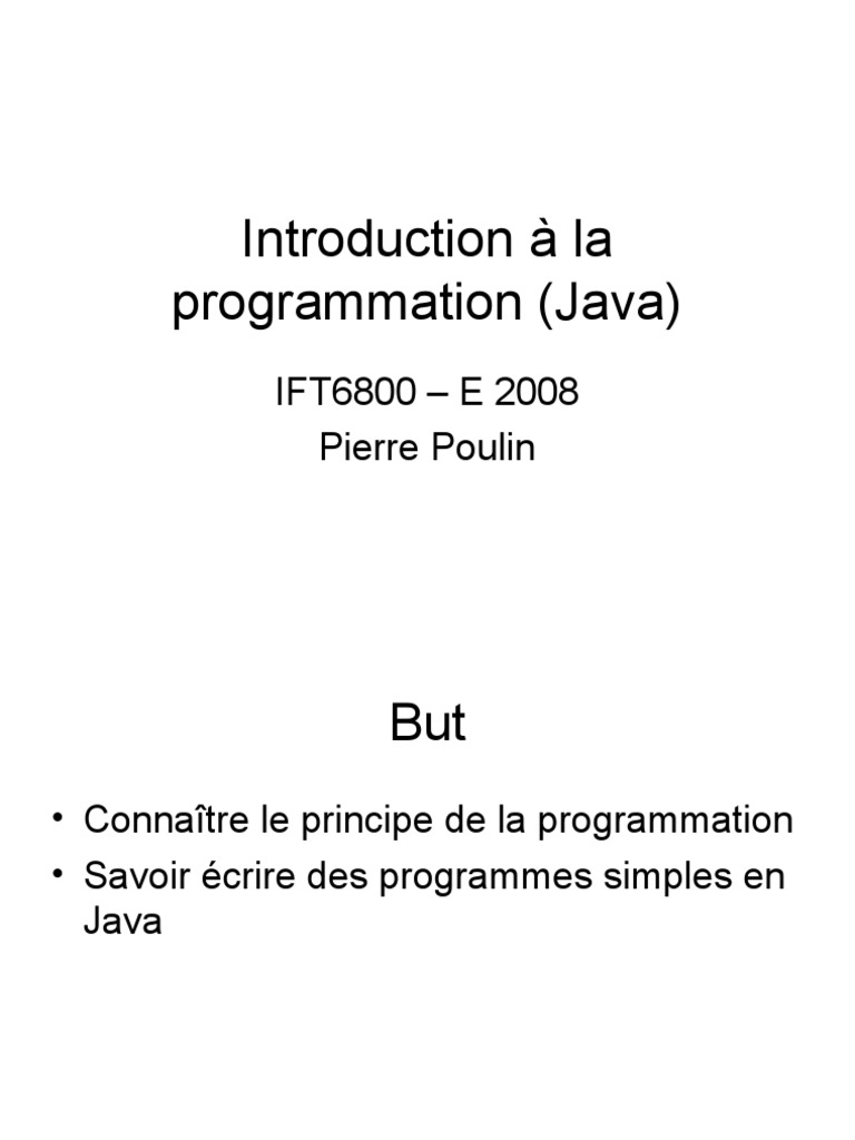 Introduction À La Programmation Java Pdf Langage De Programmation Java Langage De