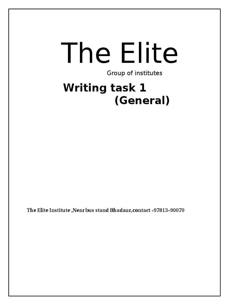 The Elite: Writing Task 1 (General) | PDF