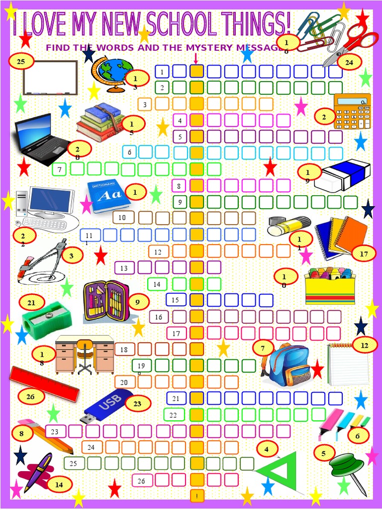 I Love My New School Things Worksheet For Kids | PDF