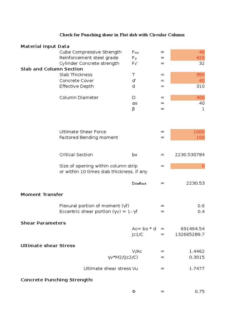Punching Shear Check For Circular Column | PDF