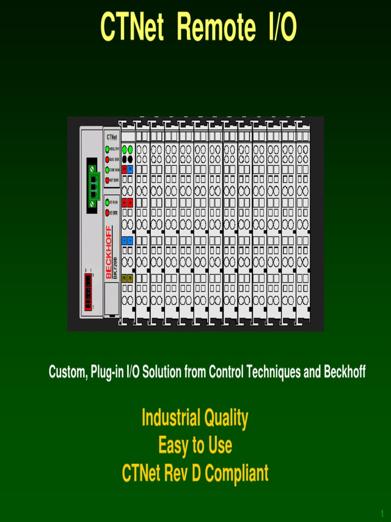 CTNet Remote I/O with Beckhoff Modules | PDF | Input/Output | Parameter ...