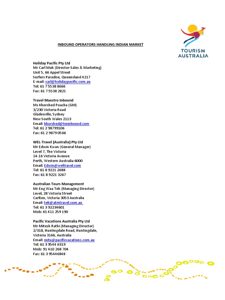 Australia Inbound Tour Operators - 02 Mar 2015 | PDF | Travel