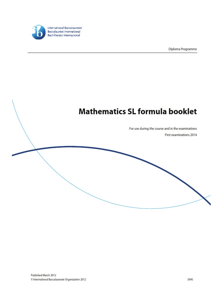 IB Math SL Formula Booklet | PDF | Sine | Trigonometric Functions
