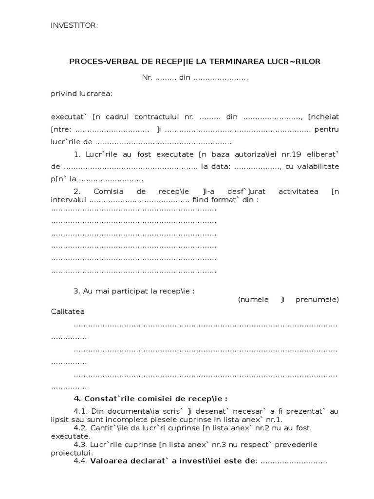 Formular Pv Receptie