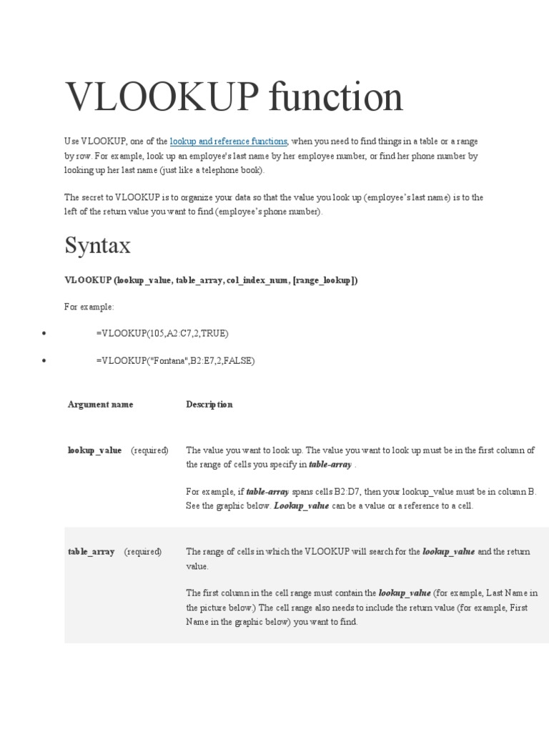 VLOOKUP Function | PDF | Spreadsheet | Microsoft Excel