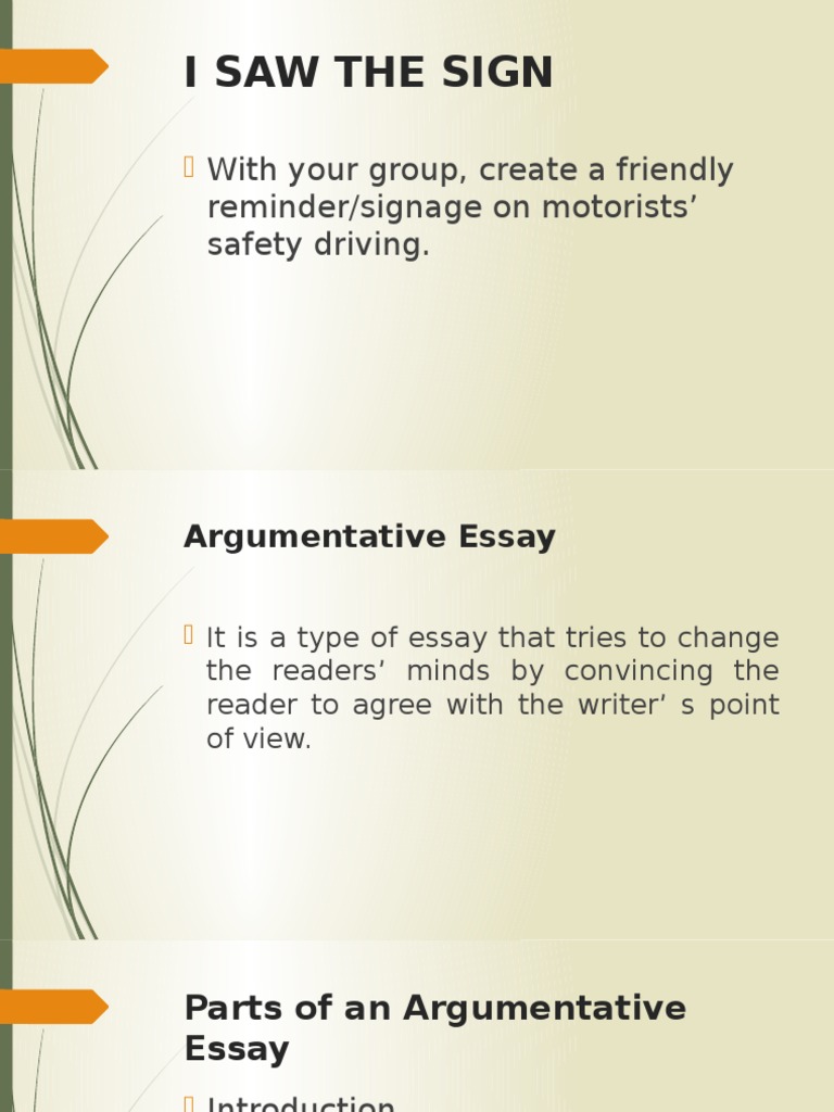 Argumentative Essay: Parts and Characteristics | PDF | Traffic ...