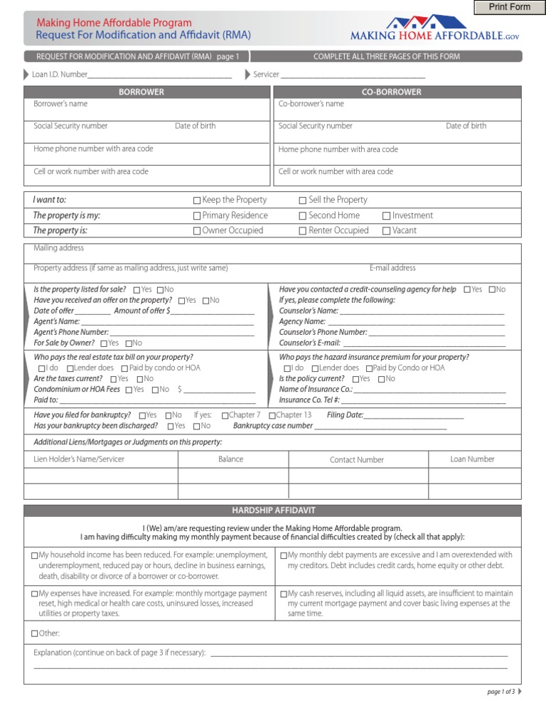 HAMP Hardship Affidavit Form | PDF | Business