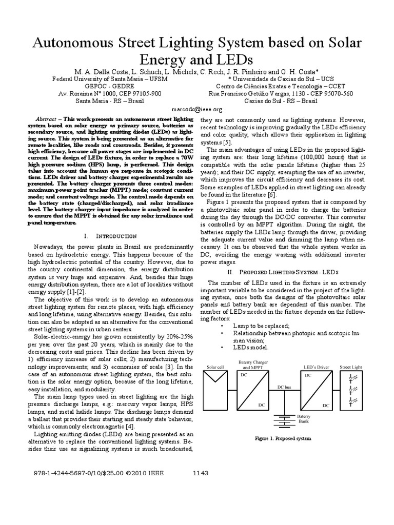 Autonomous Street Lighting System Based On Solar Energy and LEDs PDF ...