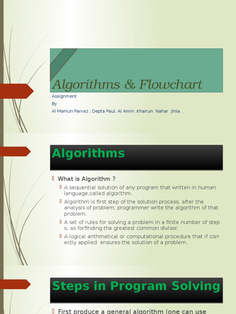 Algorithms & Flowchart: Assignment by Al Mamun Parvez, Depta Paul, Al ...