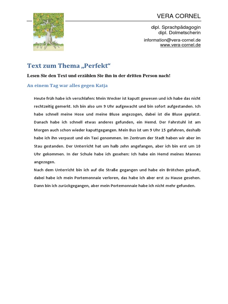 Grammatikuebungen Perfekt Text | PDF