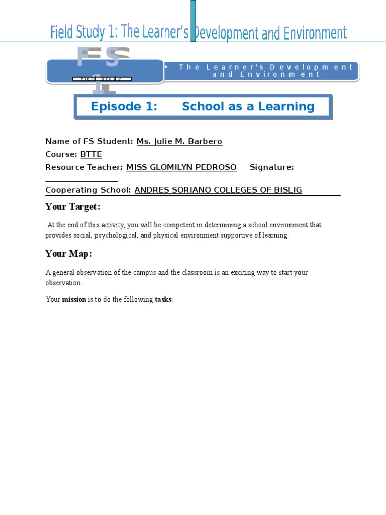 Field Study 1 Full Episodes | PDF | Classroom | Temperament