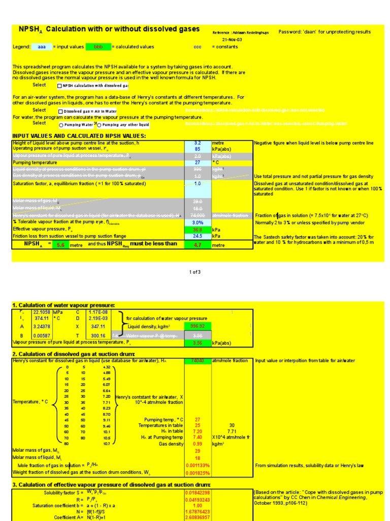 NSPHa Calculation | PDF | Gases | Density