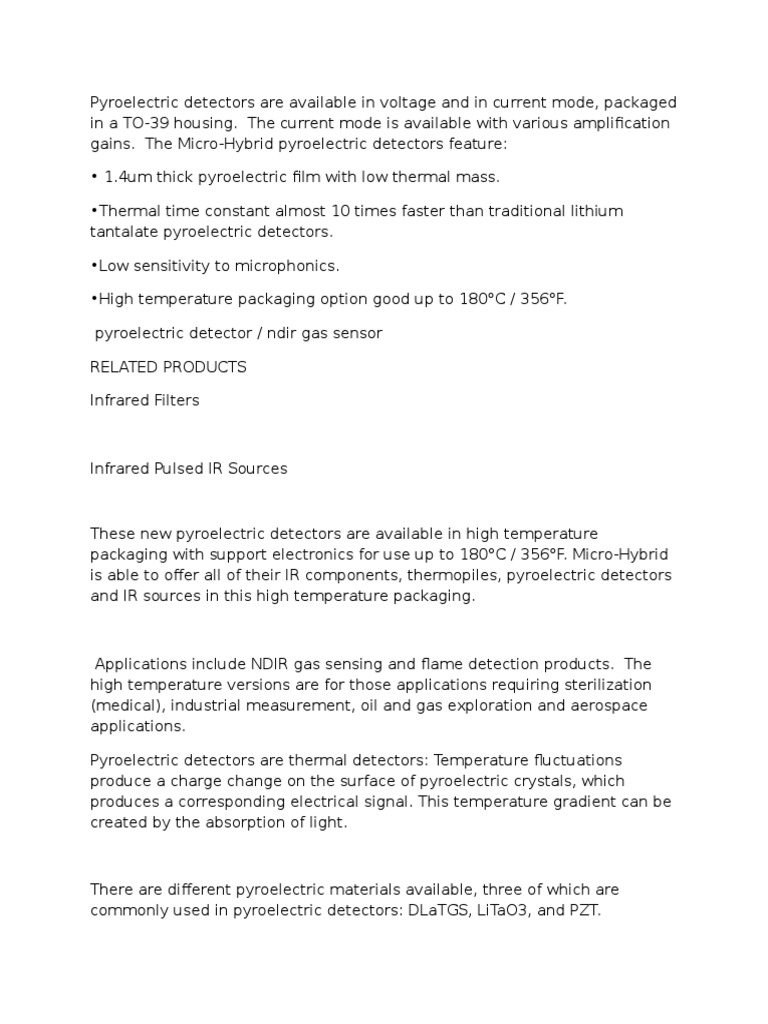 Pyroelectric Detector Pdf