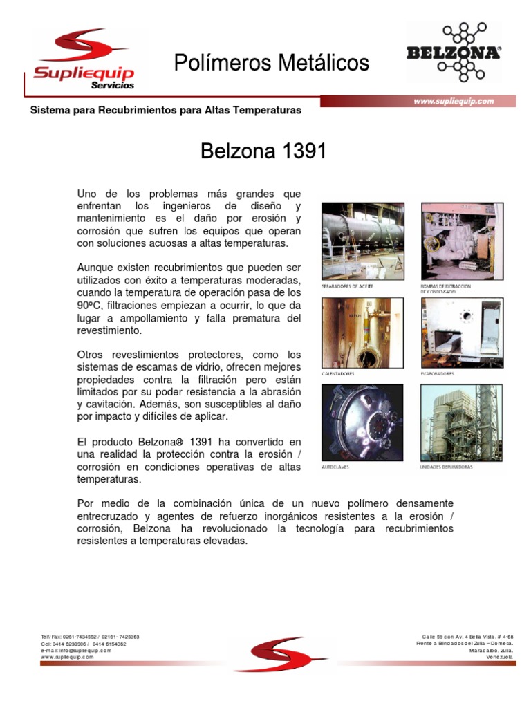 Belzona 1391 - Información | PDF | Aluminio | Revestimiento