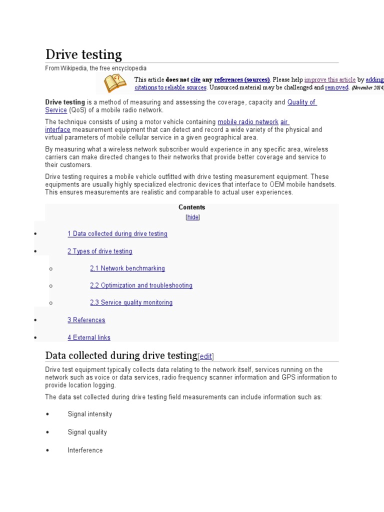 Data Collected During Drive Testing | PDF | Science And Technology ...