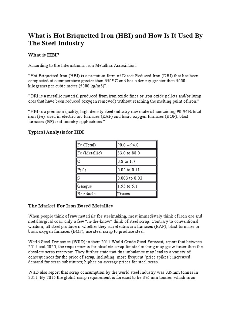 What Is Hot Briquetted Iron (HBI) and How Is It Used by The Steel ...