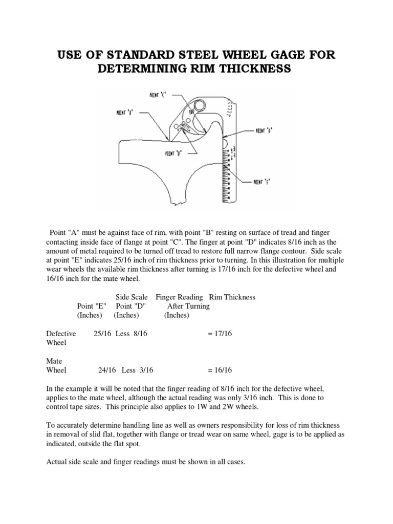 Use of Standard Steel Wheel Gage For Determining Rim Thickness | PDF