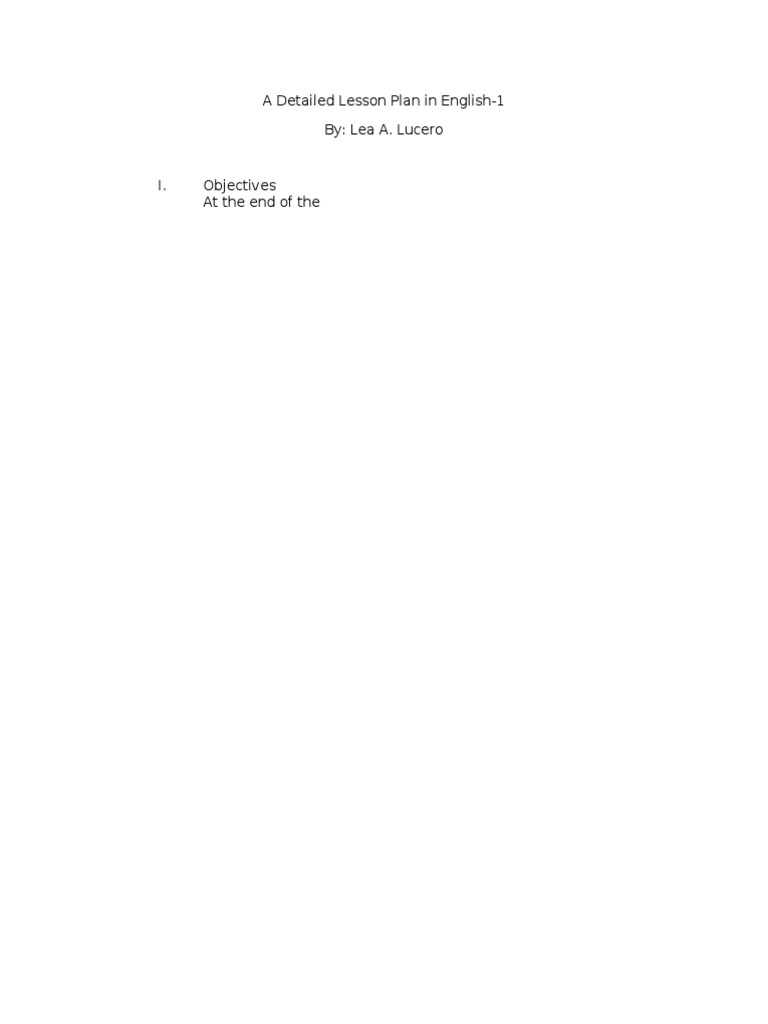 A Detailed Lesson Plan in English-1 By: Lea A. Lucero | PDF | Language ...