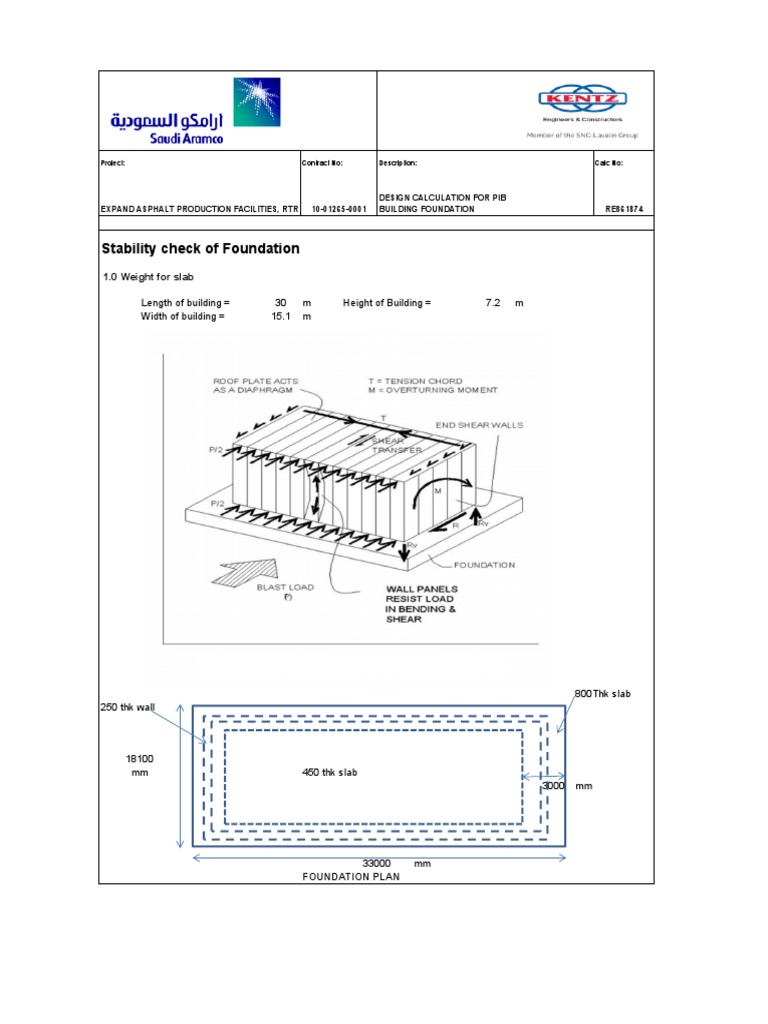 Stability Check of Foundation: 1.0 Weight For Slab | PDF