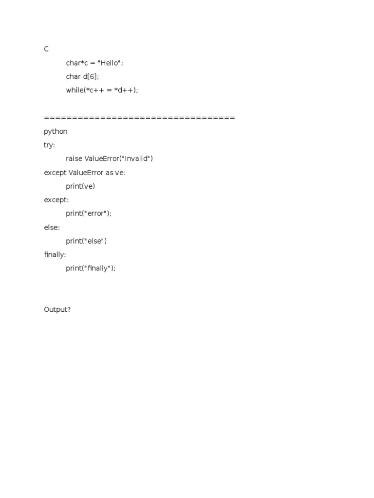 C Char C "Hello" Char D (6) While ( C++ D++) | PDF | Computers