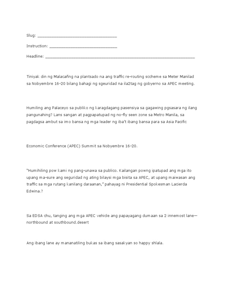 Copyreading Filipino | PDF