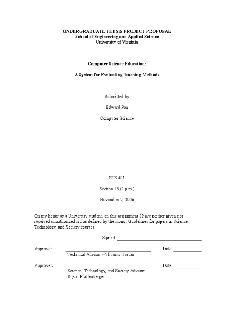 Undergraduate Thesis Project Proposal School of Engineering and Applied ...