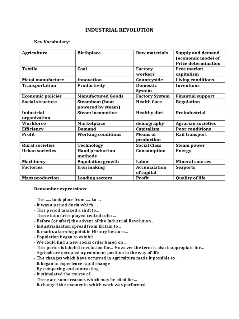 Industrial Revolution Key Terms | PDF | Industrial Revolution | Factory