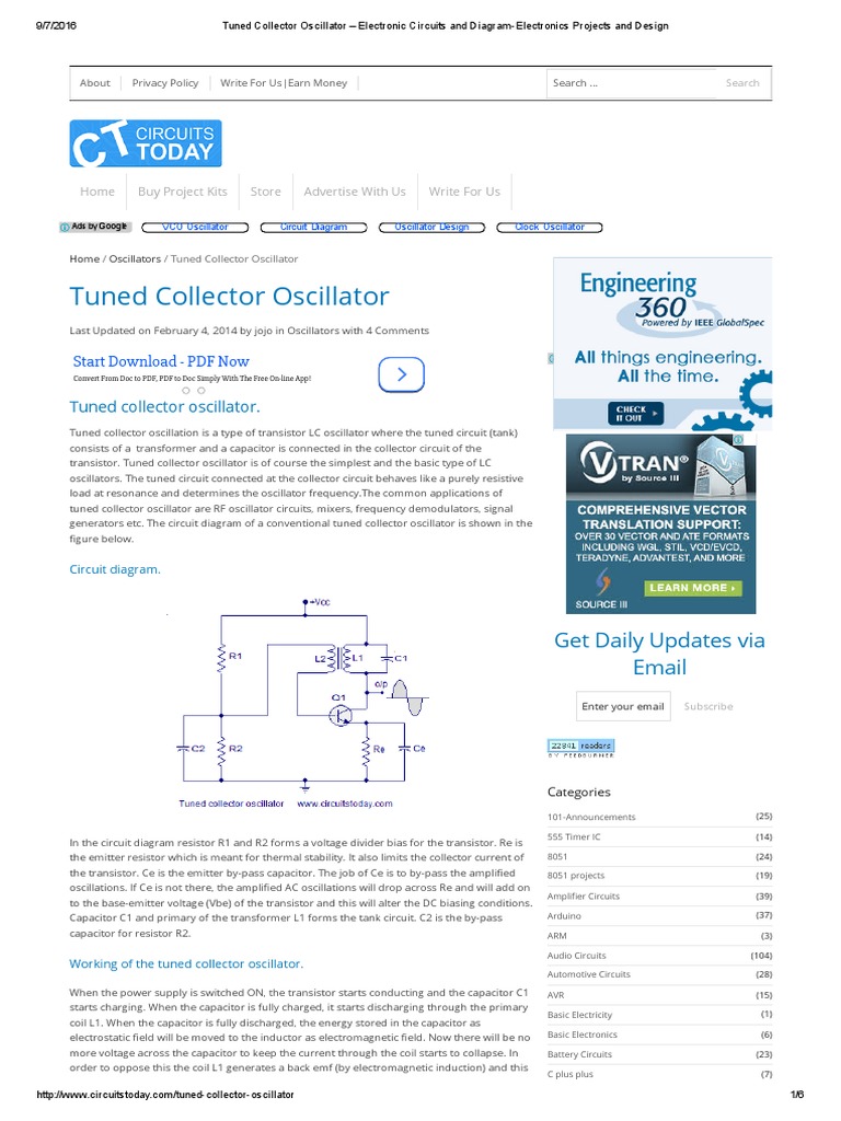 Tuned Collector Oscillator - Electronic Circuits and Diagram-Electronics Projects and Design ...