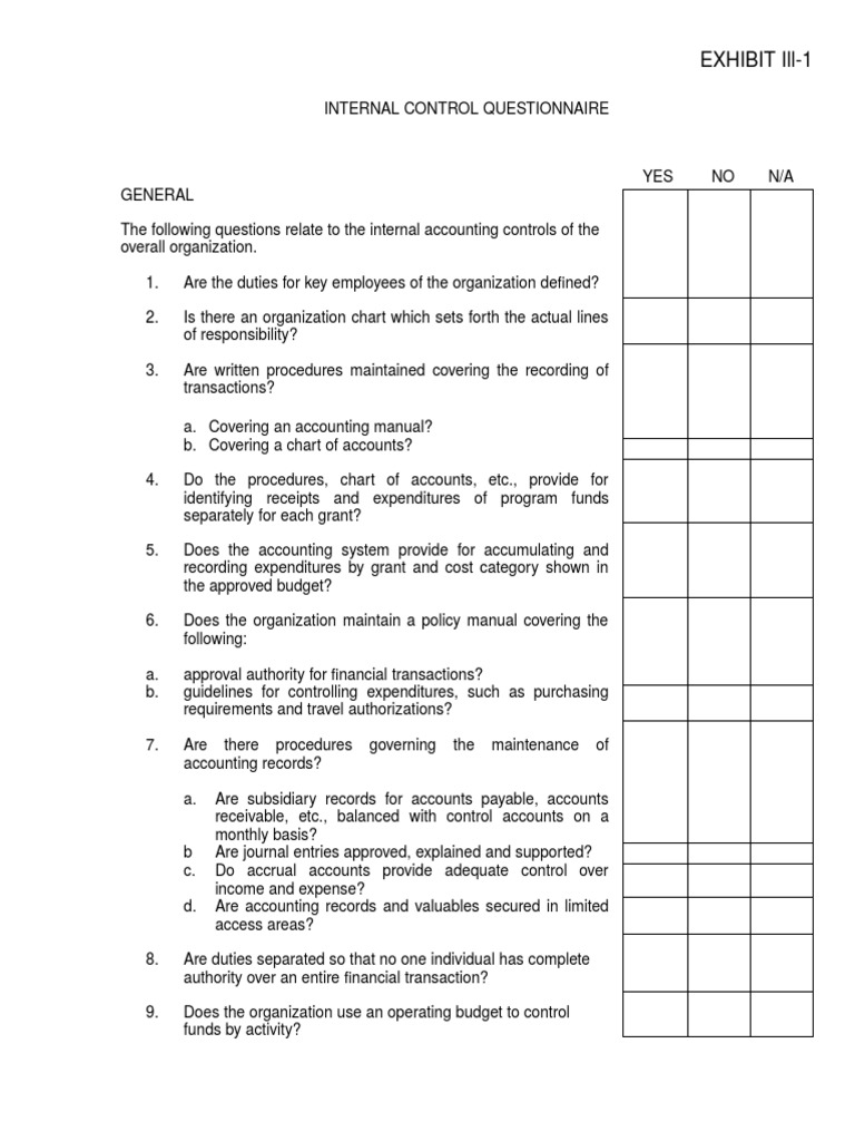 Internal Control Questionnaire | PDF | Payroll | Accounts Payable