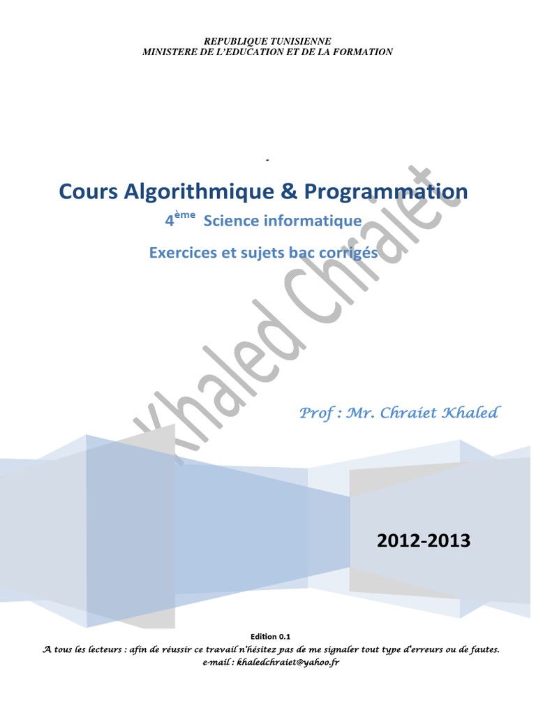 Cours Algorithmique Et Programmation | PDF | Pointeur (programmation ... Cours Algorithmique Et Programmation | PDF | Pointeur (programmation ...