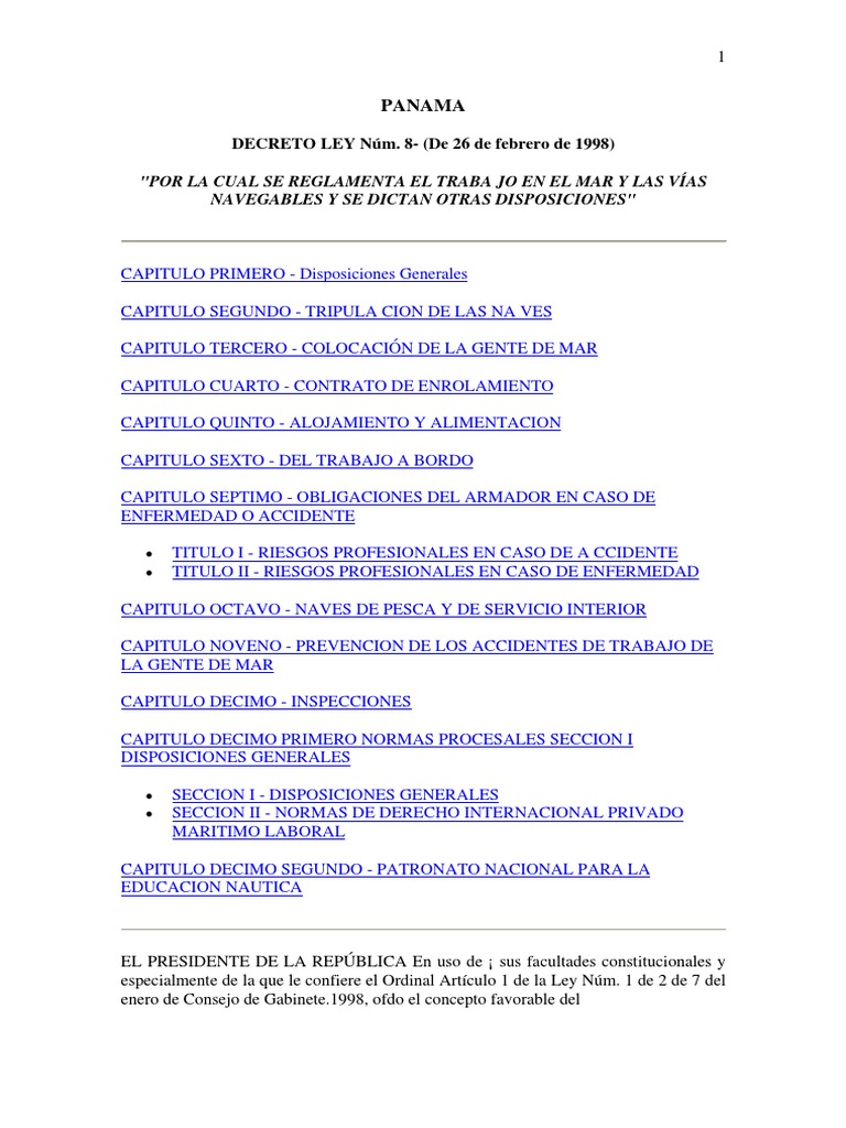 Decreto Ley 8 1998 | PDF | Derecho laboral | Barcos