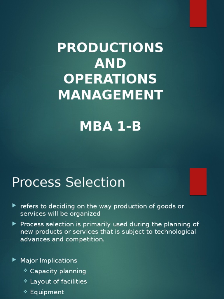 Operations Management Presentation Rev. 2 | PDF | Automation | Machines