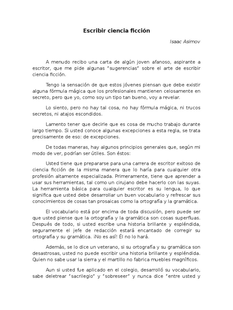 Escribir Ciencia Ficción - Asimov | PDF | Ciencia ficción | Science