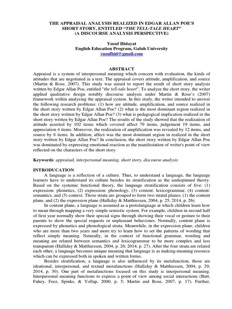 Appraisal Analysis in Edgar Allan Poe's Short Story | PDF | Cognition ...