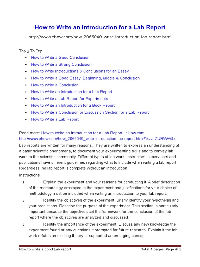 HowHow To Write An Introduction & Discussion & Conclusion in A Lab ...