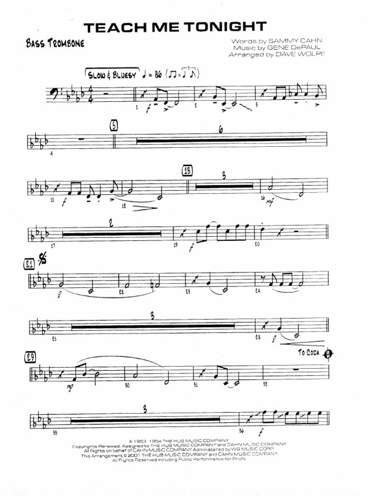 Teach Me Tonight - FULL Big Band - Wolpe PDF | PDF