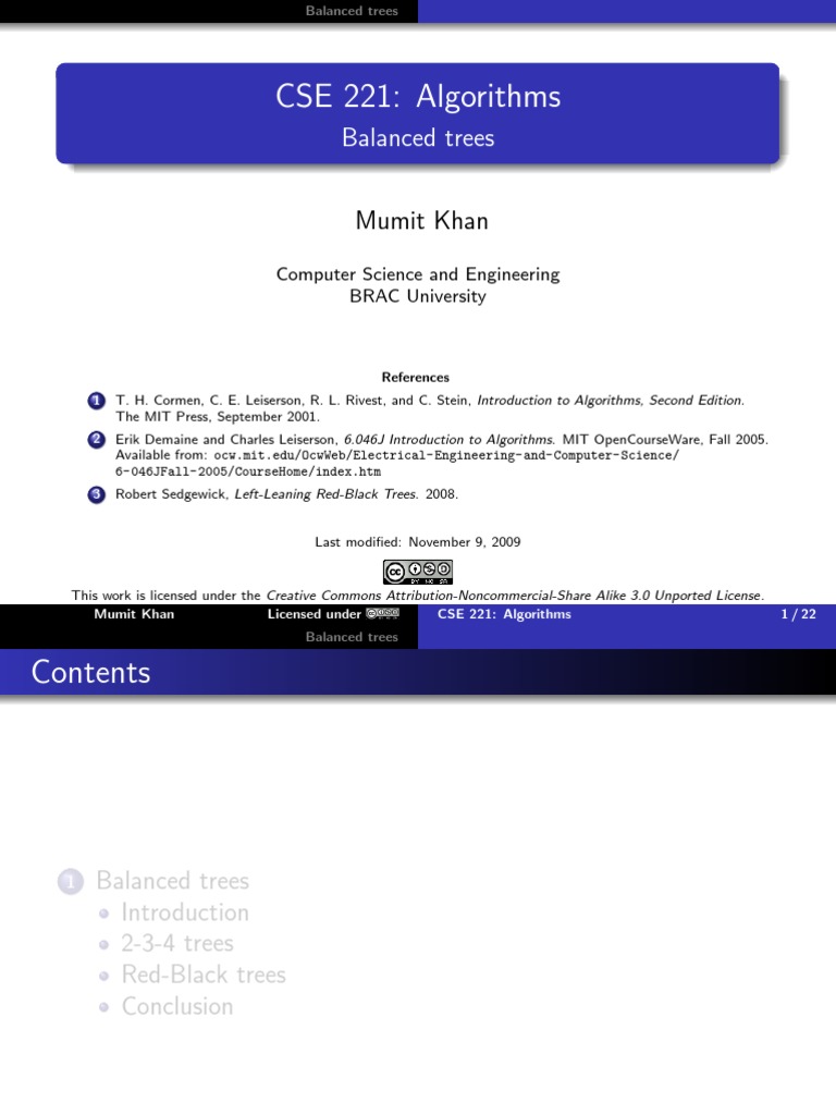 Algo Balanced Trees | PDF | Areas Of Computer Science | Applied Mathematics