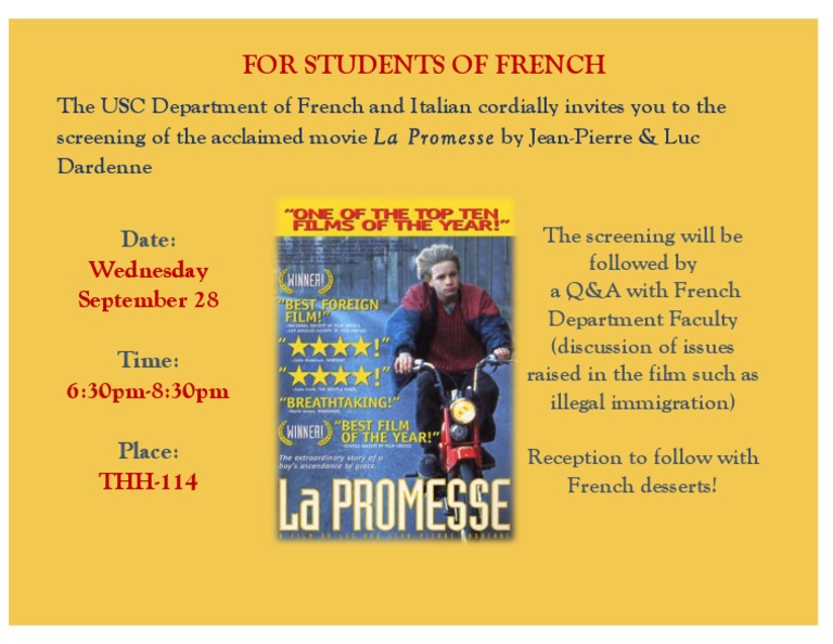 Flyer La Promesse | PDF | Films Directed
