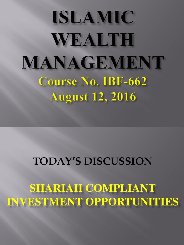 Islamic Wealth Management | PDF | Islamic Banking And Finance ...