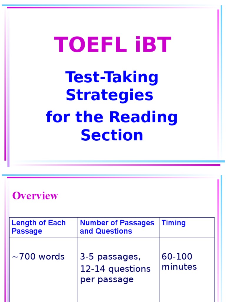 TOEFL iBT Reading Section Overview | PDF | Handedness | Cetacea