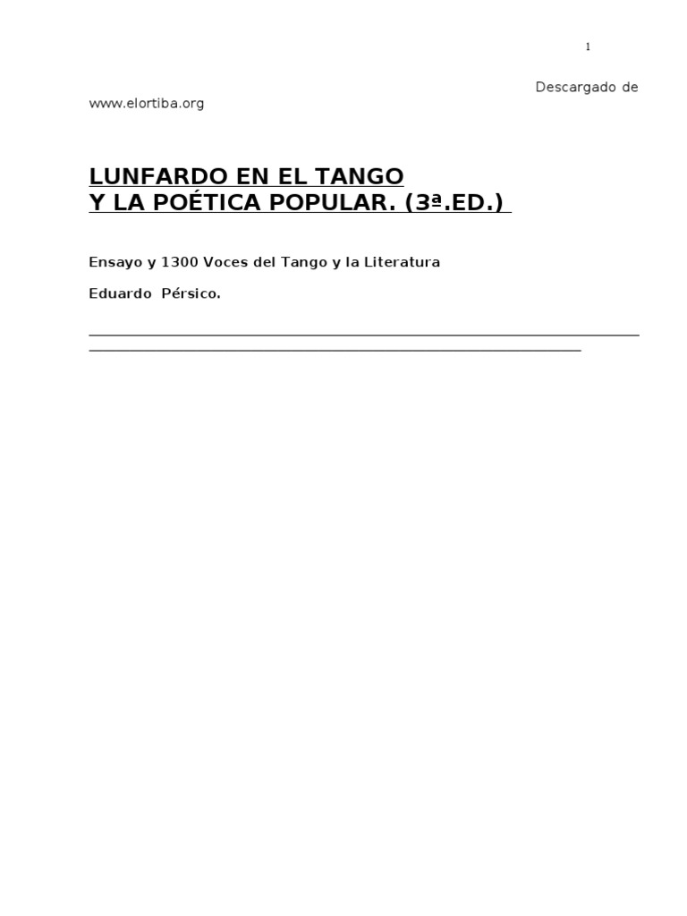 Lunfardo y Tango: Identidad Argentina | PDF | Musica Tango | Buenos Aires